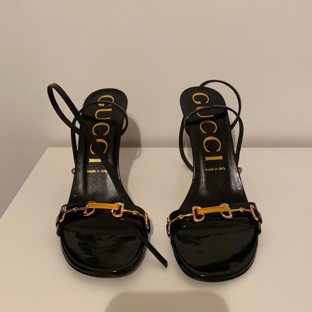 Gucci Moorea Horsebit-Detailed Patent-Leather Heels - Gem